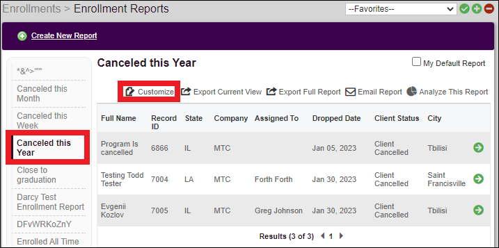 Enrollment Reports – Centrex Software
