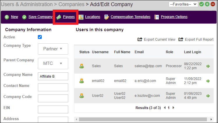 Payees – Centrex Software